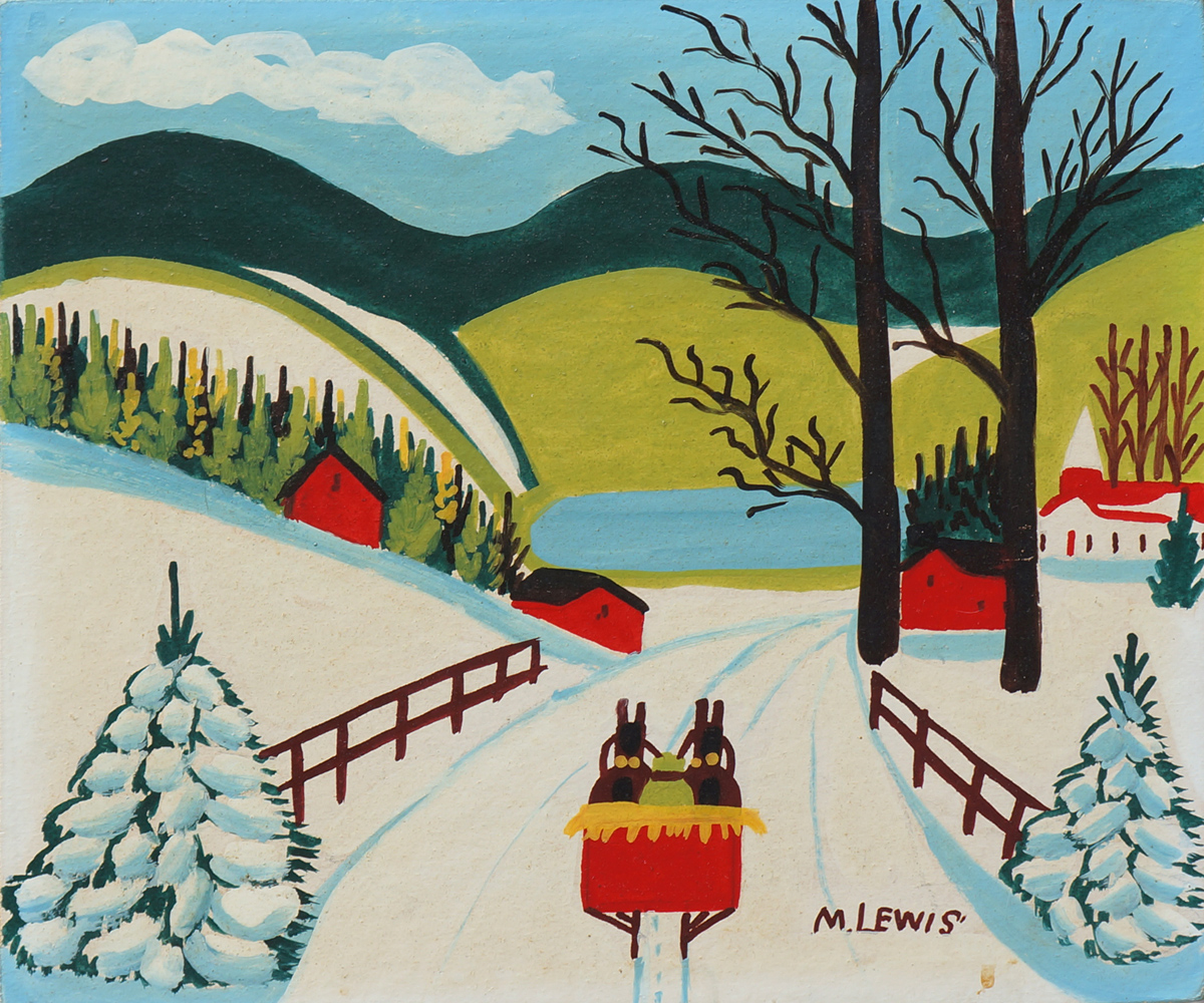 Red Sleigh in Winter – Maud Lewis