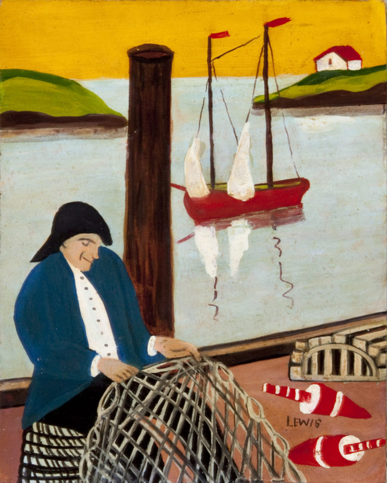 Fisherman on the Wharf (Flags) – Maud Lewis